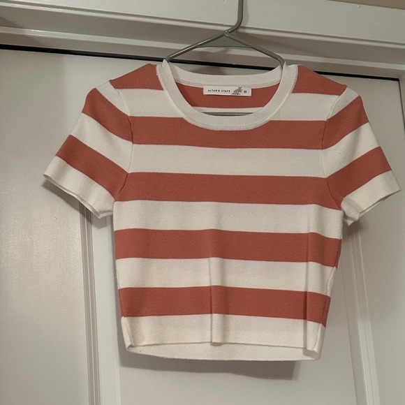 Altar'd State | Tops | Altard State Red And White Striped Crop Top ...